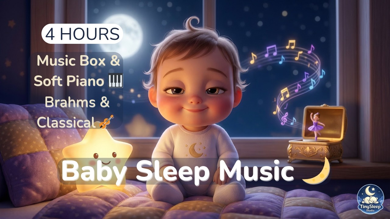 Baby Sleep Music 🌙 4 Hour Music Box & Soft Piano | Brahms, Bach ...