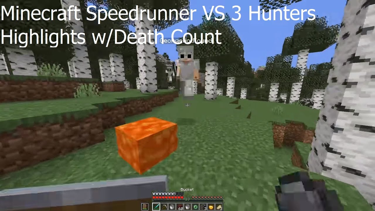 Minecraft Speedrunner VS 3 Hunters Highlights w/Death Count - YouTube