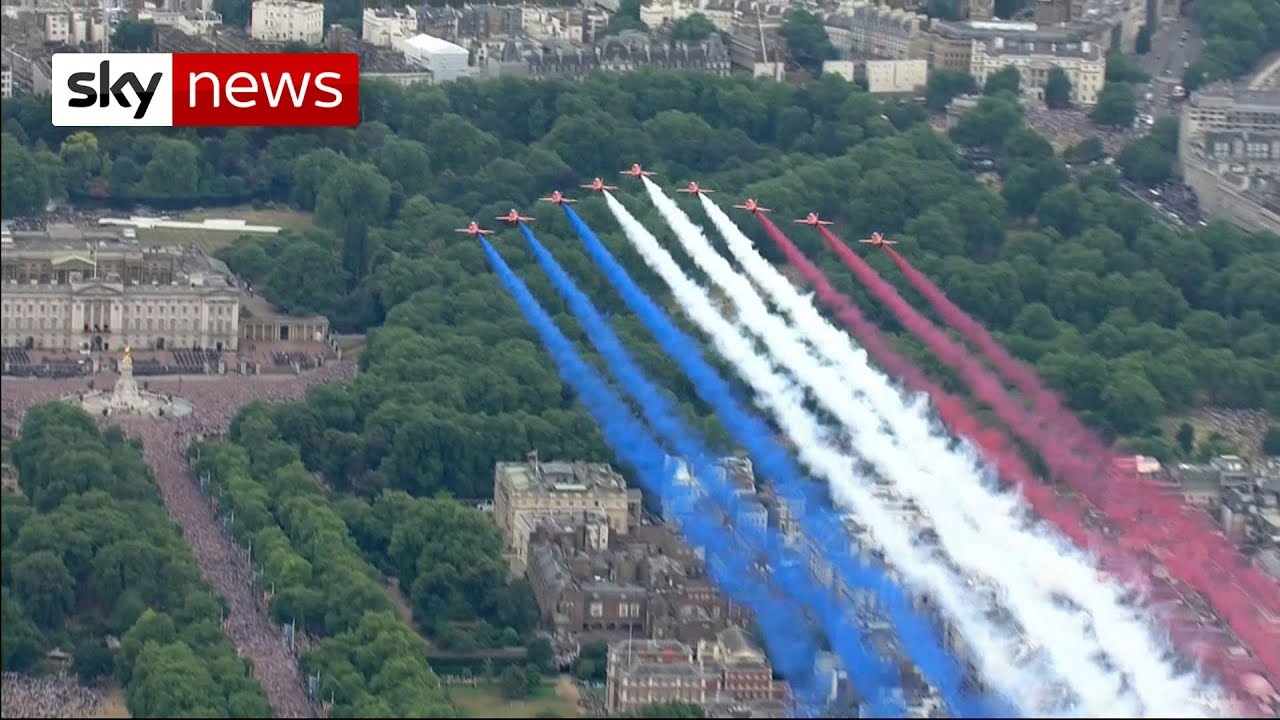 100 planes take part in flyby - YouTube