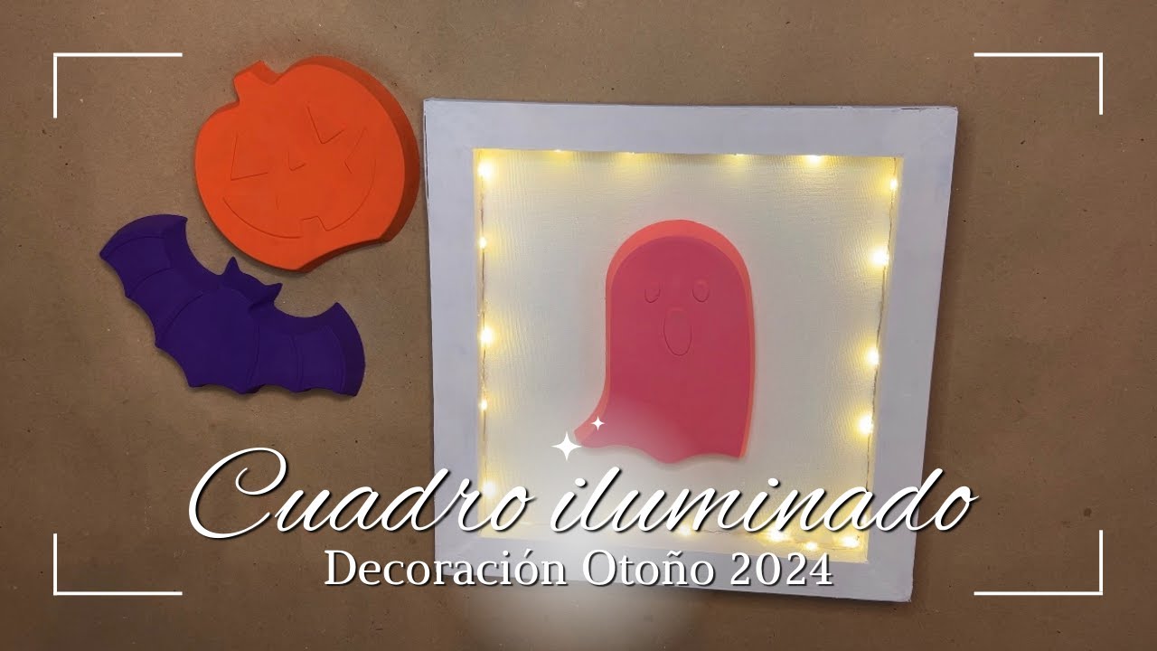 DIY Cuadro iluminado con figuras de yeso / Decoración Otoño 2024 🎃 ...