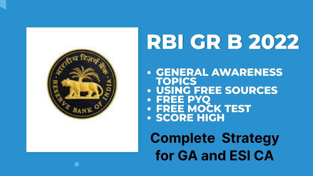 RBI Gr B 2023 General Awareness (GA) strategy | What to study? | Free ...