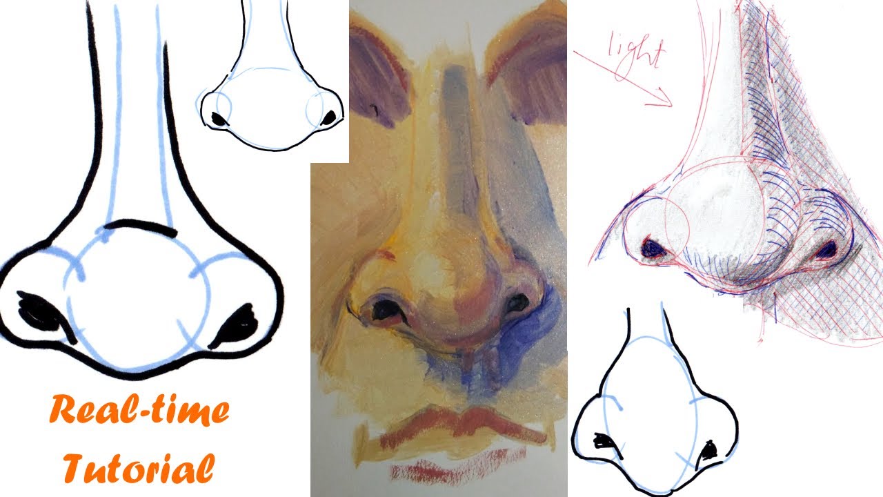 How to draw a nose with three circles - YouTube