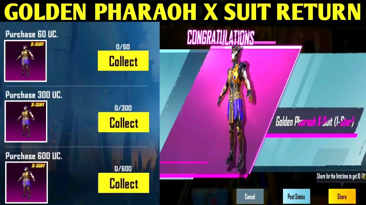 😍BGMI GOLDEN PHARAOH X SUIT RETURN | ANCIENT THEME MODE COMING BACK ...