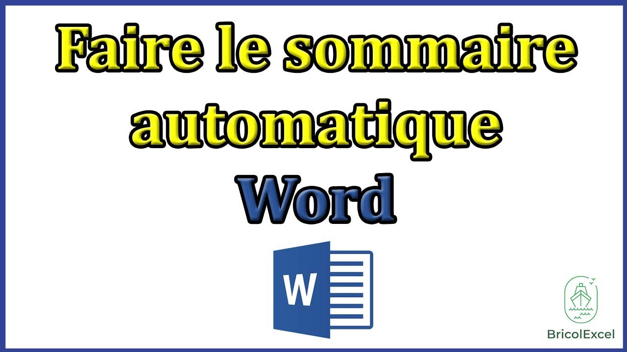 Comment faire le sommaire automatique sur word - YouTube