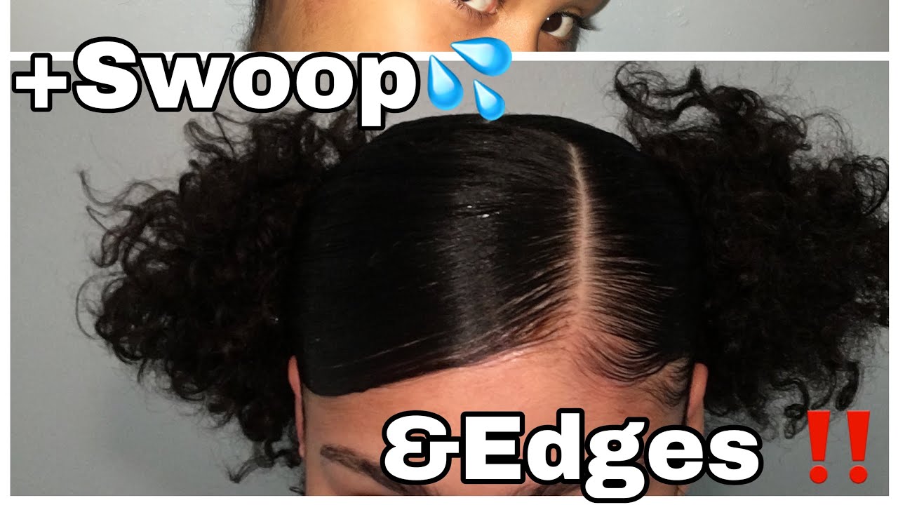 TWO BUNS WITH SWOOP & EDGES| NATURAL HAIR | MARIAH.N1 - YouTube