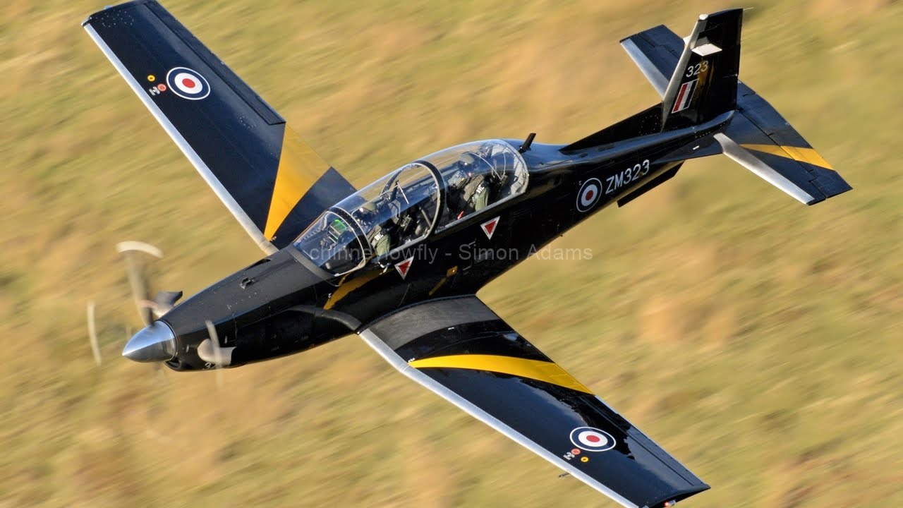 Mach Loop - RAF Texan T1 low flying training in Wales! - YouTube