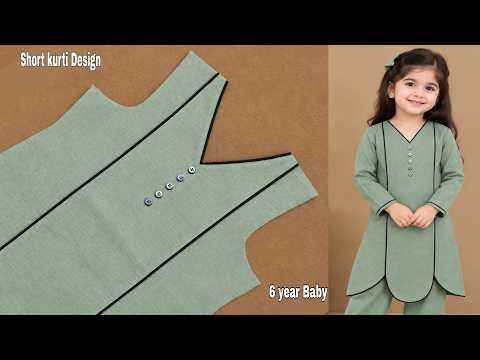 6-Year-Old Baby Short Kurti Cutting and Stitching | How to Make Baby Kurti Design | Nobi Design