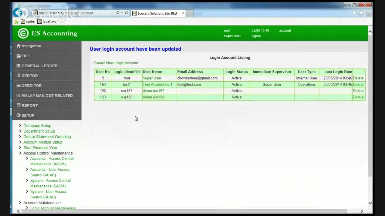 SP100 ES - Login Account Maintenance - YouTube