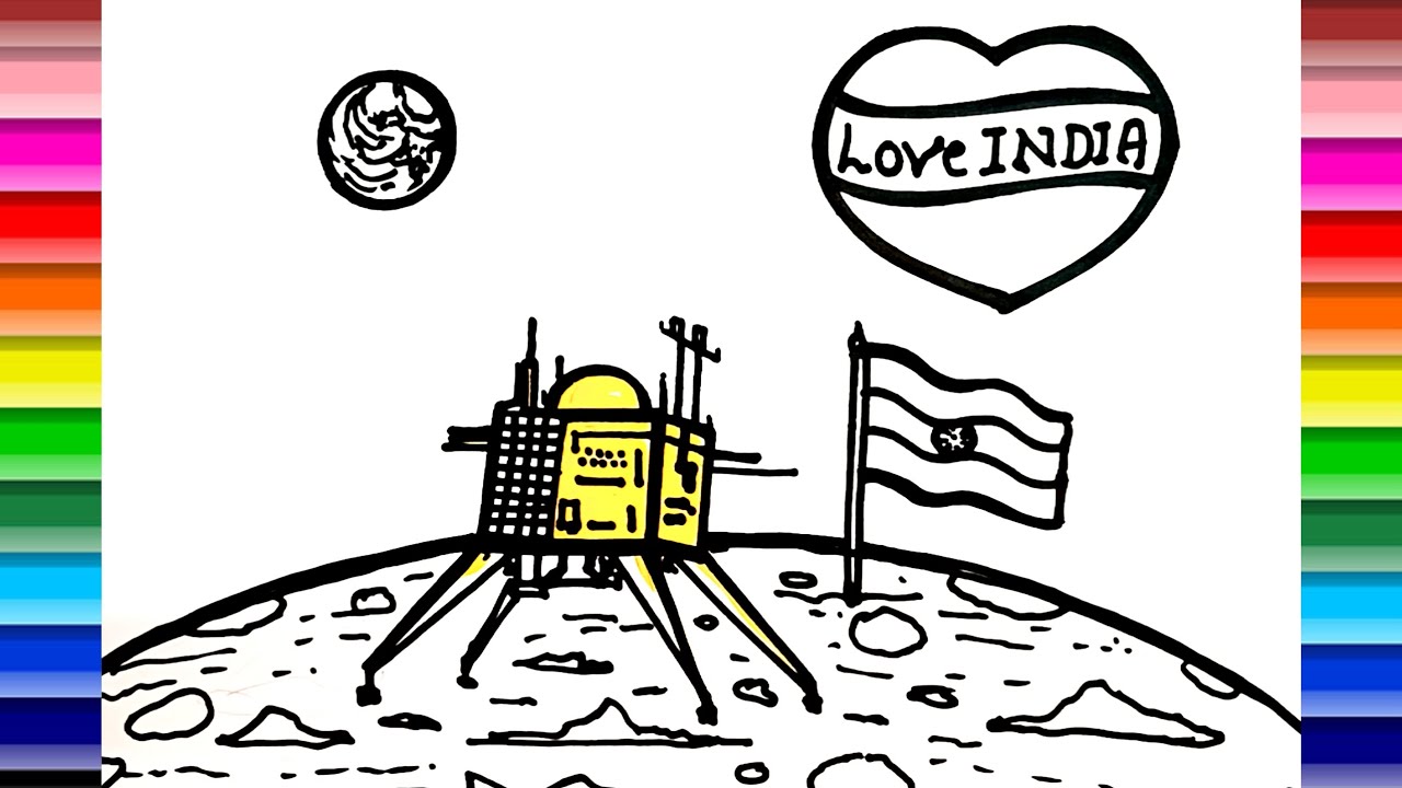 chandrayaan 3 Drawing, Coloring and painting Med for kid's How to draw ...
