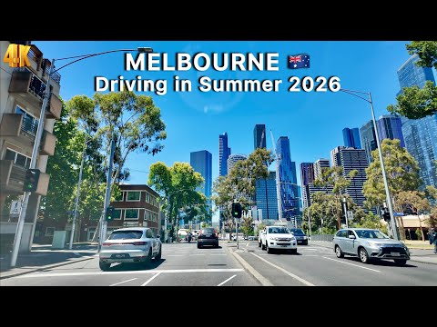 Driving in the City of Melbourne Australia in Summer 2026
