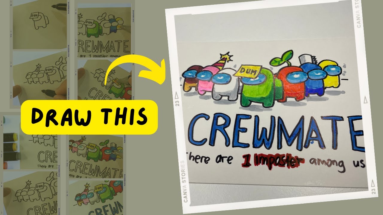 How to Draw Among Us Crewmates | Free Style Drawing / Easy Step-by-Step ...
