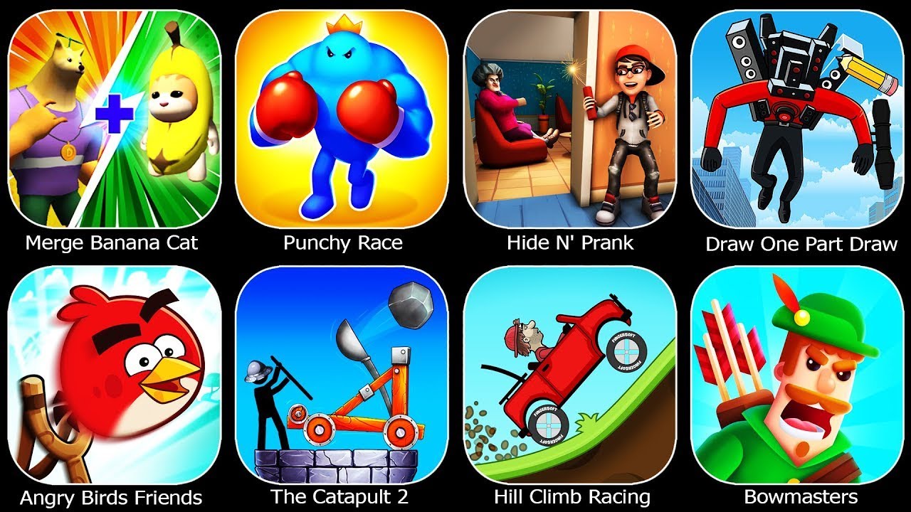 Draw One Part Draw Puzzle,Merge Banana Cat,Punchy Race,Hide N' Prank ...
