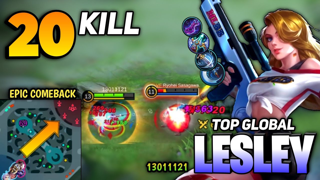 20 KILL Epic Comeback! Lesley Offlane Gameplay [ Top Global Lesley Best ...