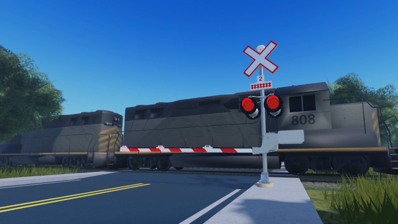 Roblox railroad crossing trains - YouTube