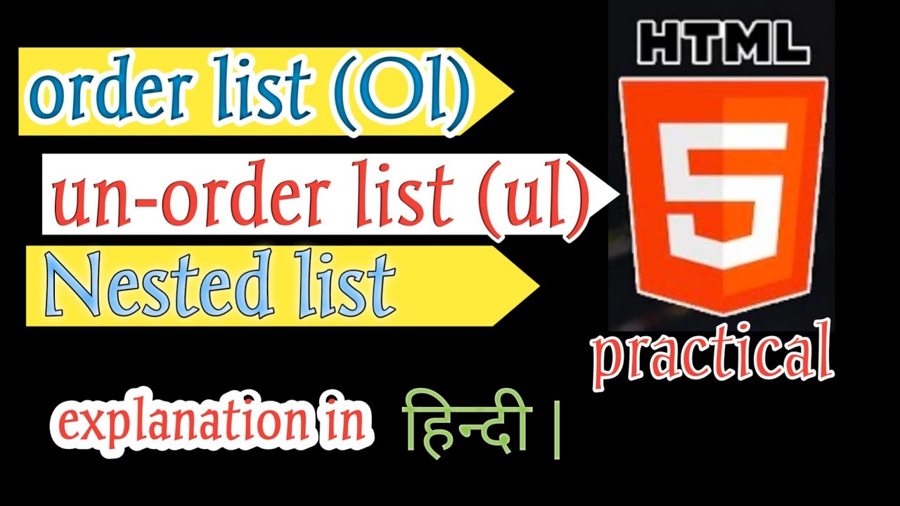 Ordered And Unordered List In Html Explained In Hindi Nested List 3666