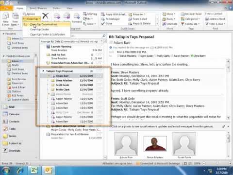 Outlook 2010 Conversation View - YouTube
