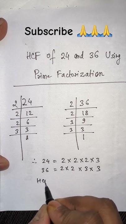 HCF of 24 and 36 Using Prime Factorization #maths #math - YouTube