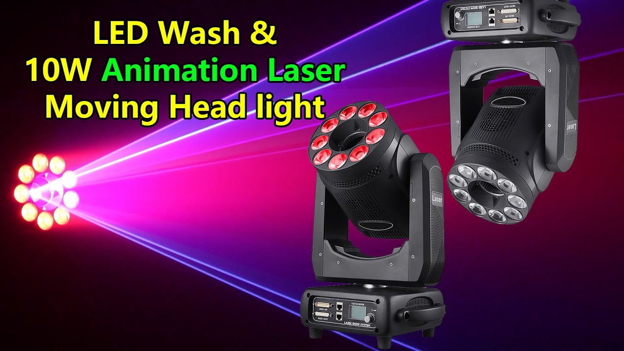 LED Wash+10W Animation Laser Moving Head light - YouTube