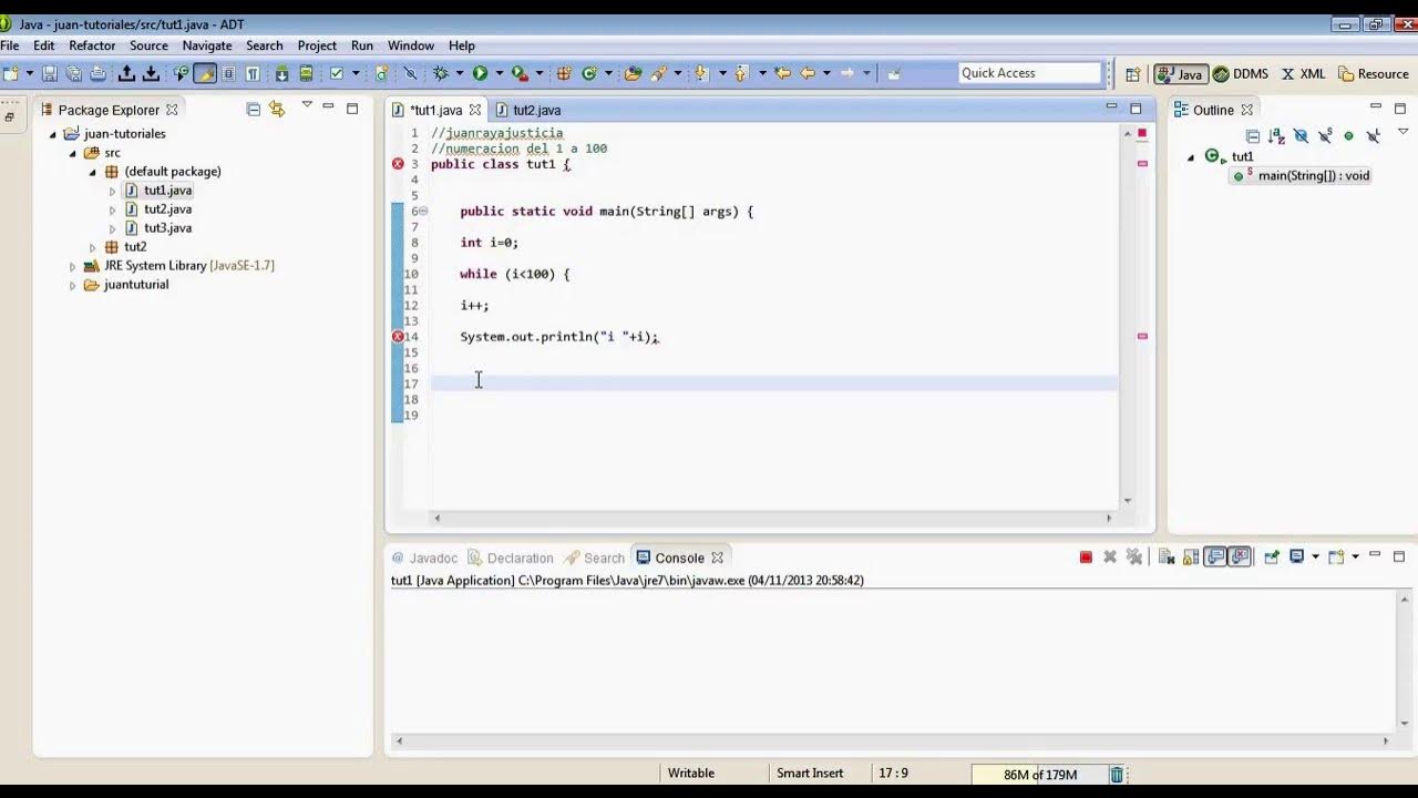 Tutoriales java y Android contador 1 a 100 - YouTube