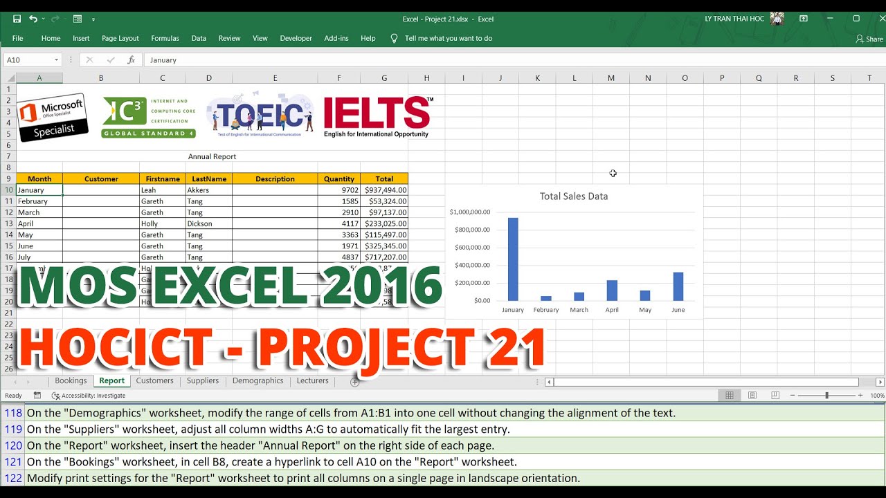 HOCICT's Project 21 - Exam 77-727: MOS Excel 2016 Core - YouTube