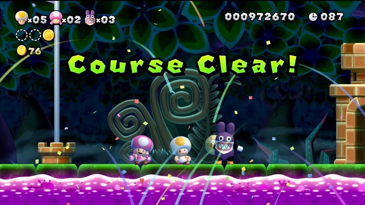 New Super Luigi U - World 5 - Soda Jungle 🥤☠️ Nabbit, Toadette, and ...