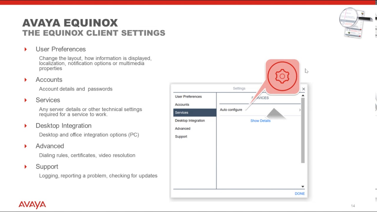 Avaya Equinox W3 The Windows client settings - YouTube
