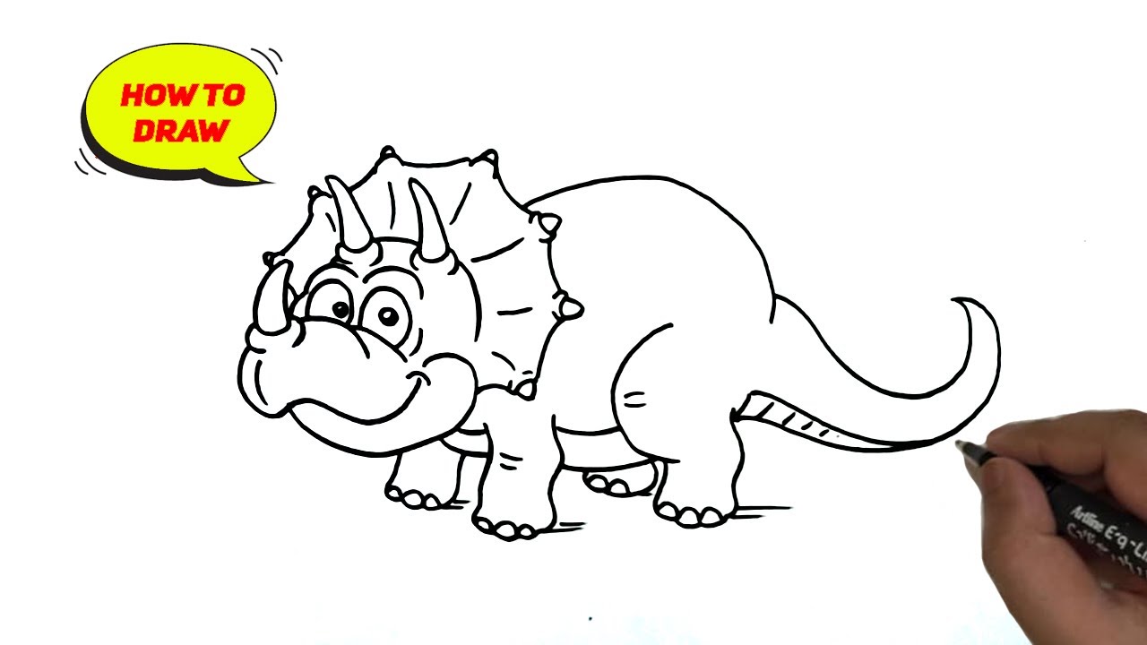How to Draw a cartoon Dinosaur. - YouTube