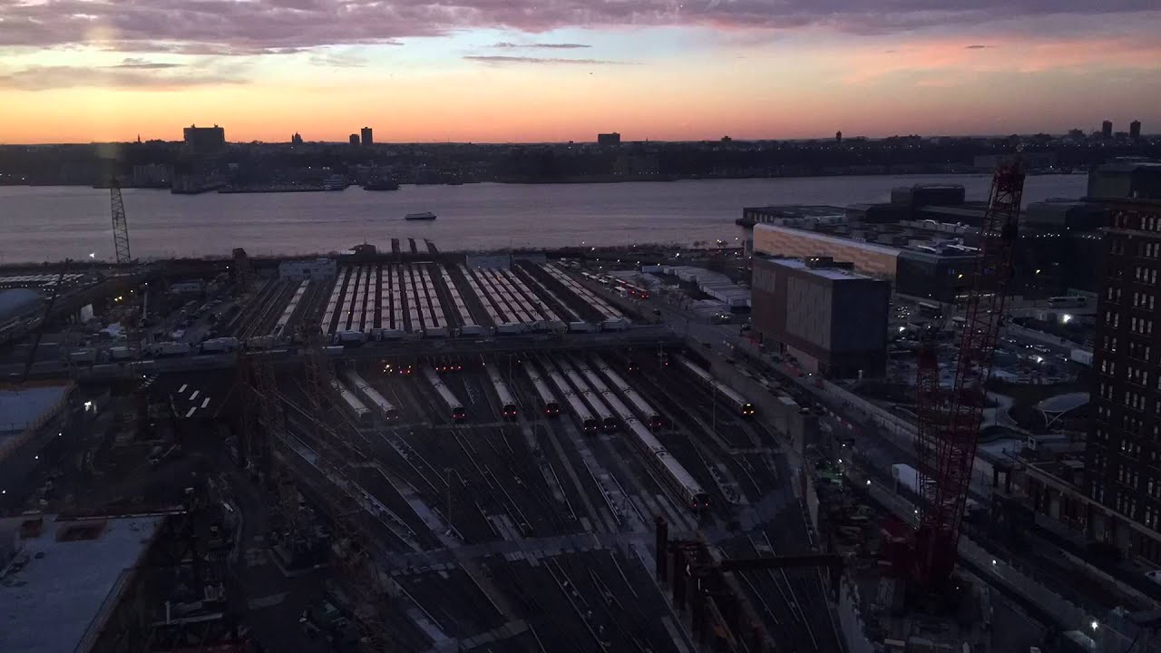 Time lapse: Sunset over LIRR's West Side Storage Yard and Hudson River ...