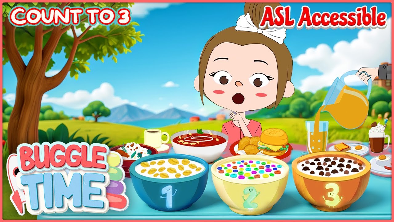 Sign Language Kids Song! Learn To Count to 3! Breakfast Lunch & Dinner ...