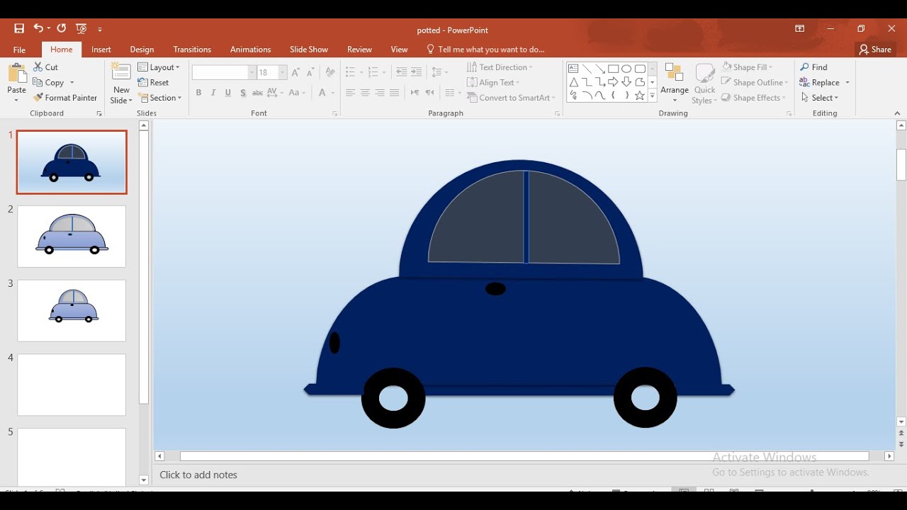 How to draw a car on power point || Simplest way on ppt || Easy drawing ...