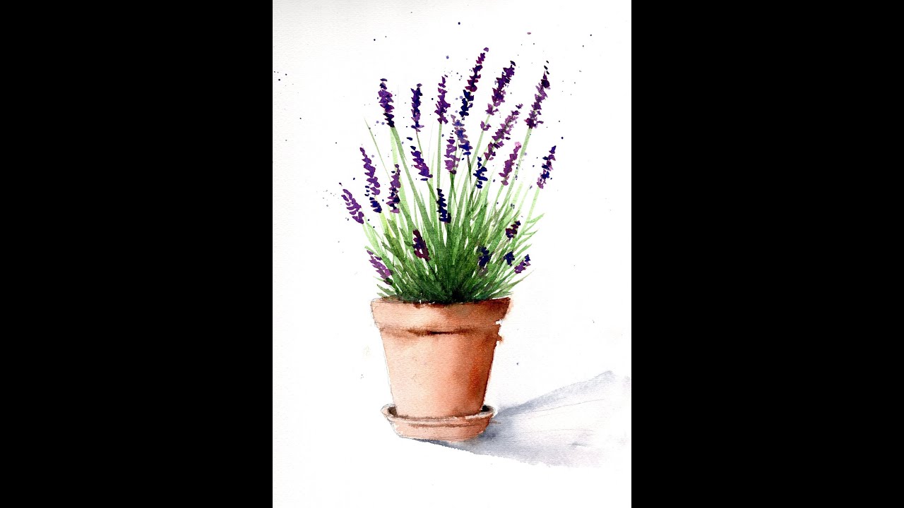Beginner friendly painting of Lavender in a terracotta pot - wet on wet ...