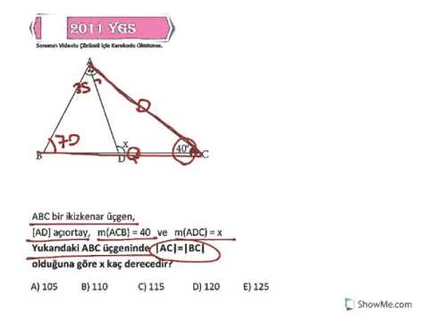 Üçgende Açılar 2011 YGS Çıkmış Sınav Sorusu