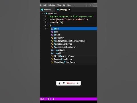 Python program to find square root #python #shortsaday #shorts #shortsfeed #programming - YouTube