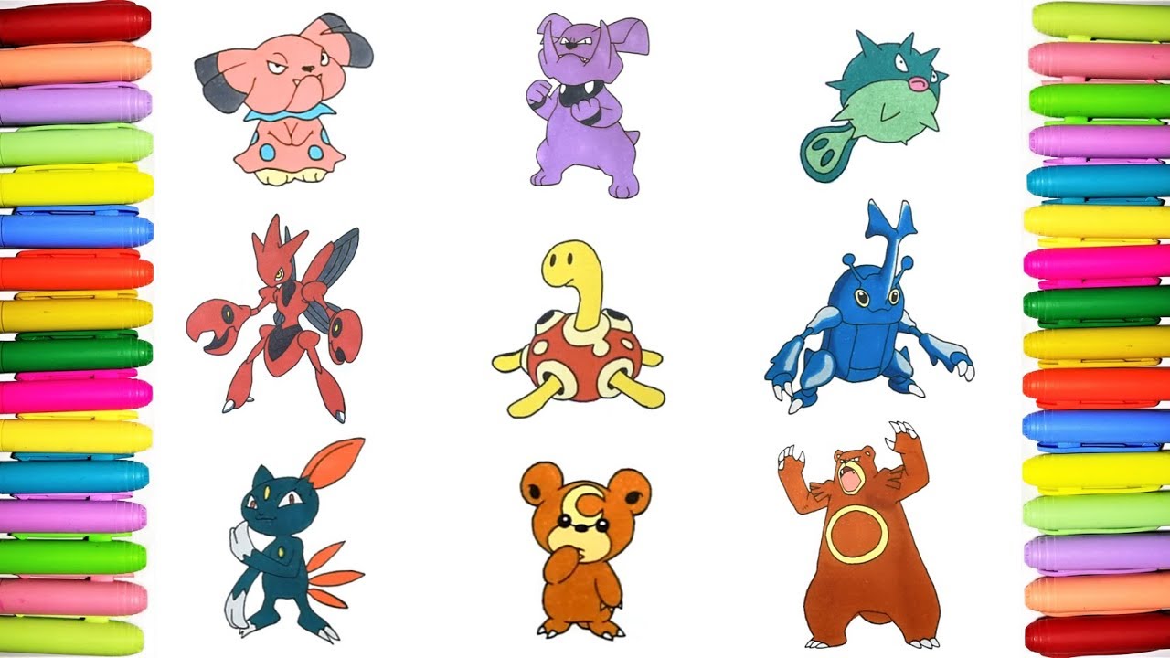 Pokemon coloring pages Pokedex #209 - 217 - YouTube