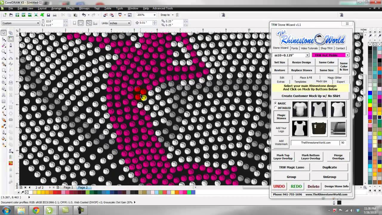 TRW Stone Wizard Tutorial 83 Add your Logo Button Corel Draw Rhinestone ...