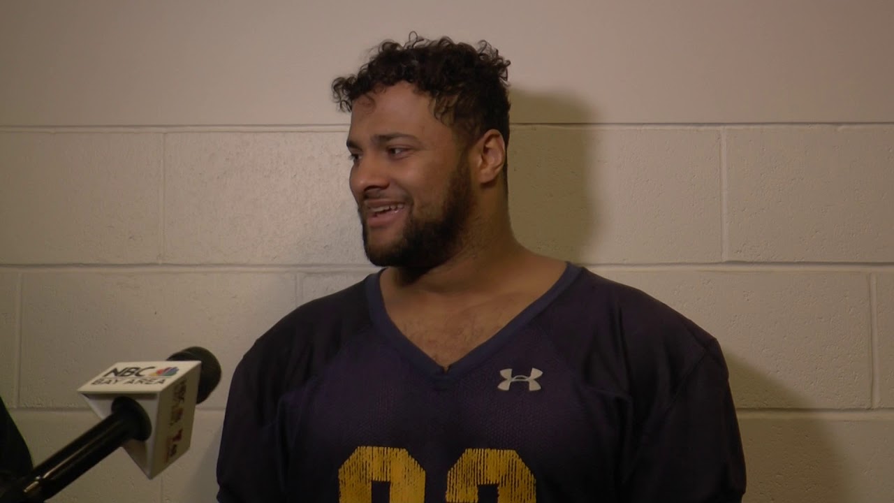 Cal Football Post Practice - DL Luc Bequette 2/25/19 - YouTube
