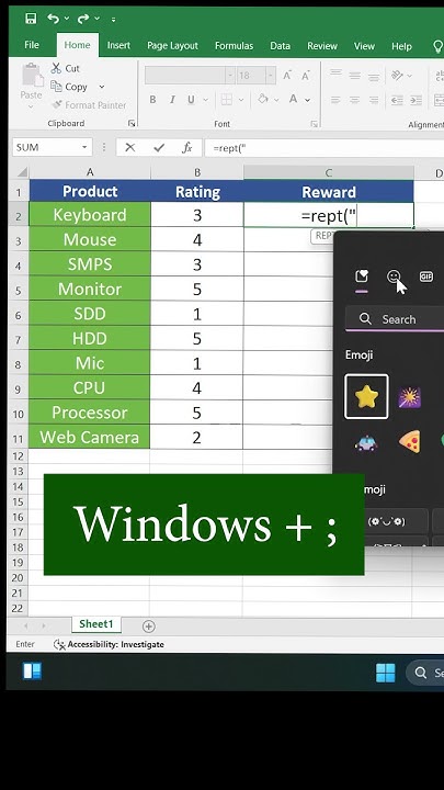 Rating in Excel sheet #excel #exceltricks #exceltips #computer - YouTube