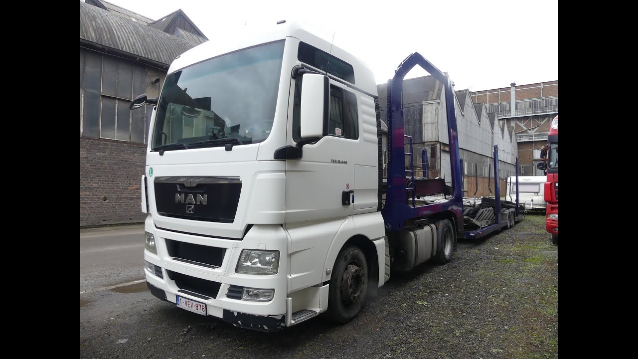 Camion Porte Engin Man TGX18.440 Car Hauler Truck and Trailer - YouTube