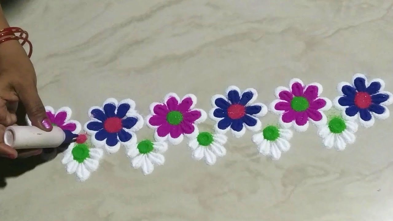 Diwali Border Rangoli Design | Easy Border Rangoli | Simple Border ...