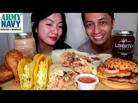 Army Navy Mukbang | Burger, Burrito, Tacos, Chicken, Milktea & Iced Tea ...