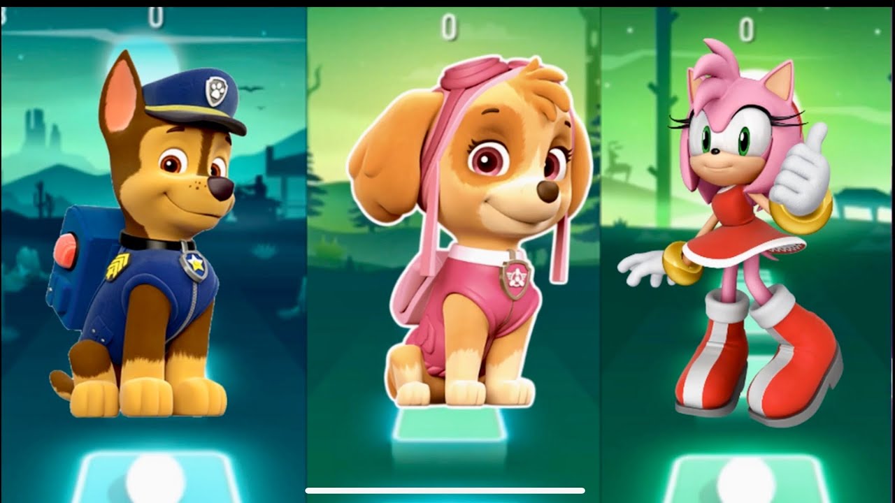 Paw Patrol Vs Chase Vs Skye Vs Amy Vs Sonic | Tiles Hop EDM Rush - YouTube