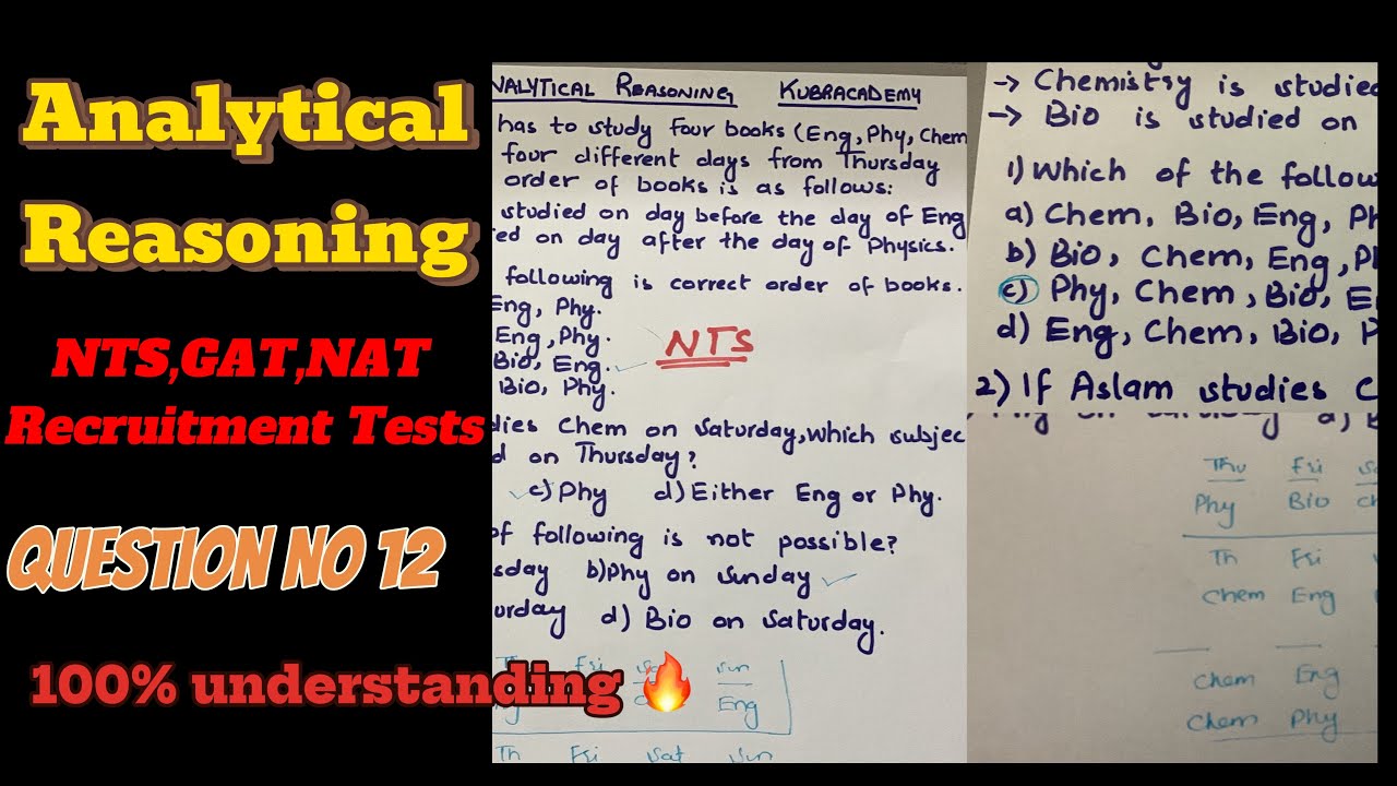 Analytical Reasoning Solved Question | NTS,GAT,NAT,Recruitment Tests ...