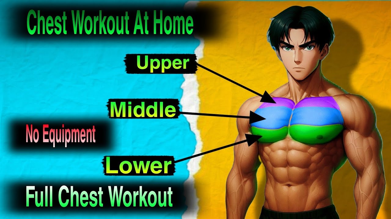 Full Chest Workout at Home (No Equipment) | Upper, Middle & Lower Chest ...