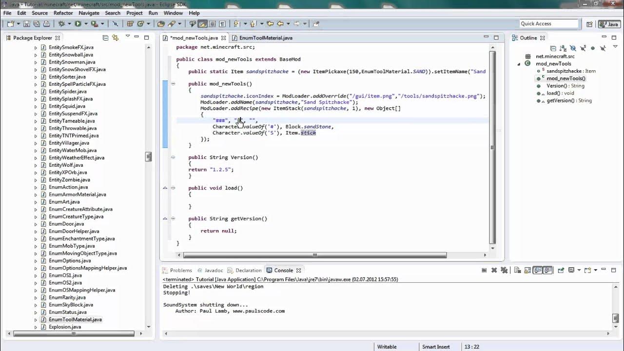 Minecraft Coder Pack Mods erstellen #2 Tools erstellen - YouTube