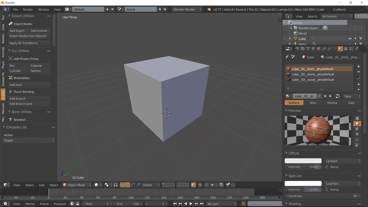 CryBlend - Exporting a Basic Geometry (CGF) to CryEngine V (1/3) - YouTube