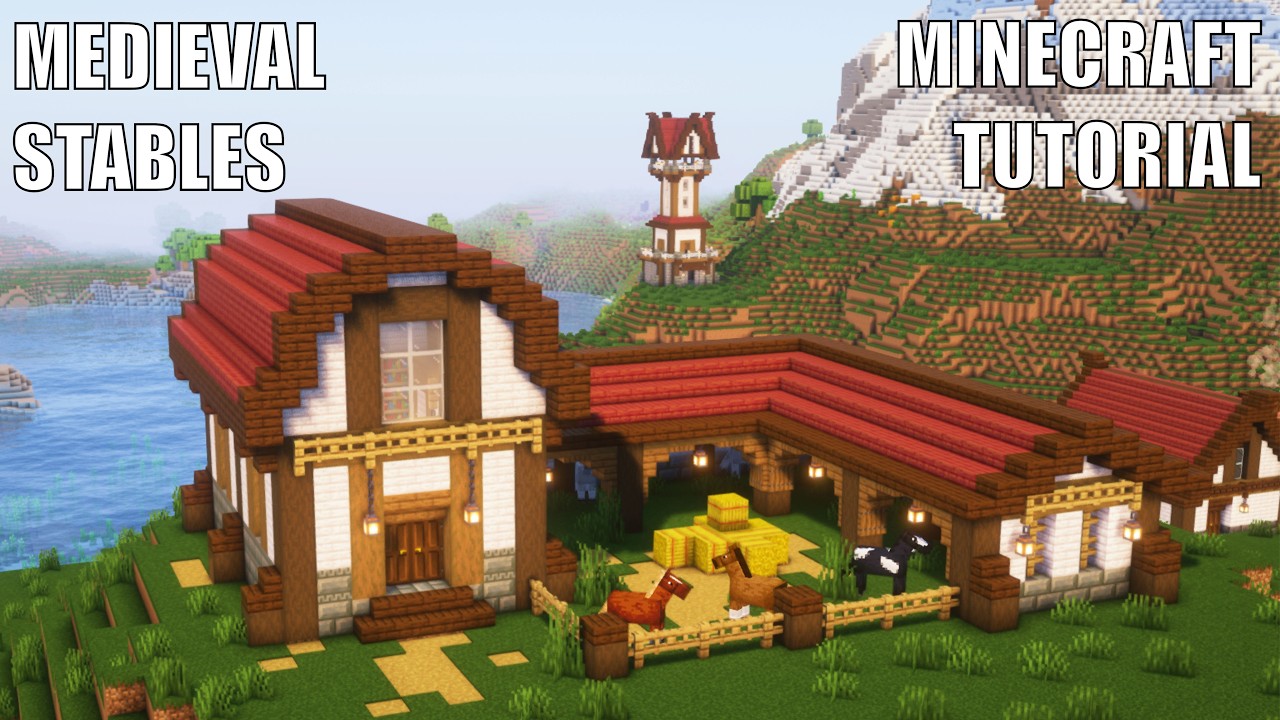 Minecraft: How to build Medieval Stables - Tutorial - YouTube