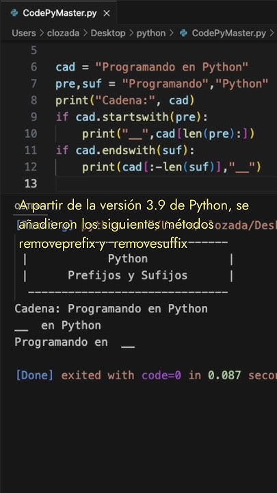 Manejo Efectivo de Prefijos y Sufijos en #python con removeprefix y removesuffix #pythontutorial ...