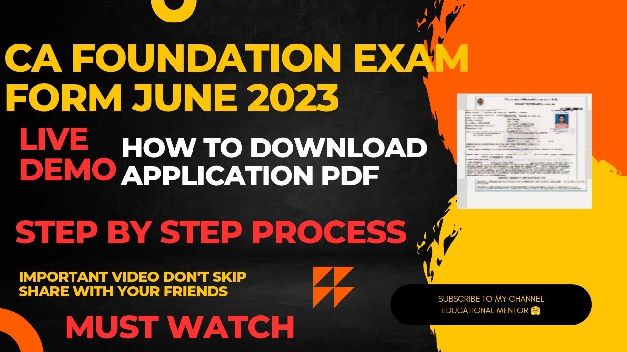 How To Download Ca Foundation June Exam Form Application 2023 l Step By ...