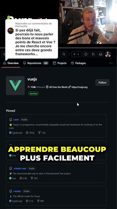 Réponse à React Vs Vue Coding Codinglife Webdeveloper Programming Fyp Developpeurweb