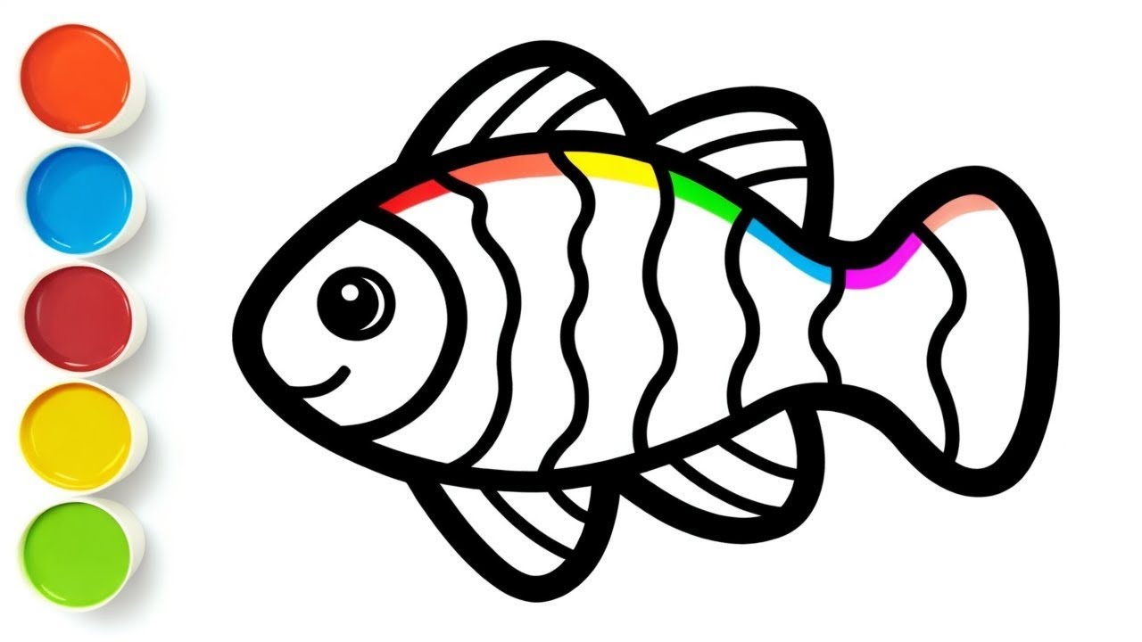 Baby Fish Drawing | Coloring and Painting for Kids & Toddlers | How to ...